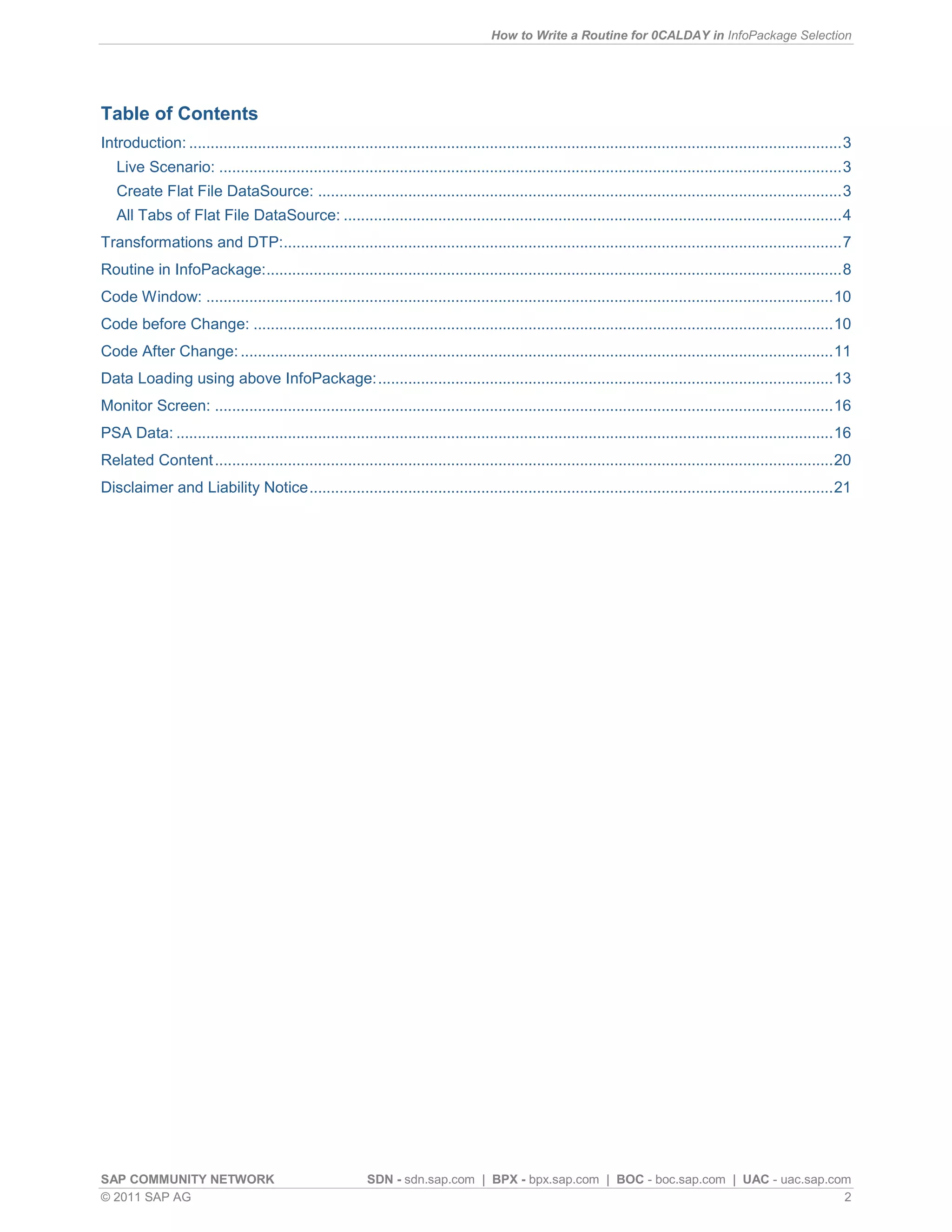 How to write a routine for 0 calday in infopackage selection | PDF ...