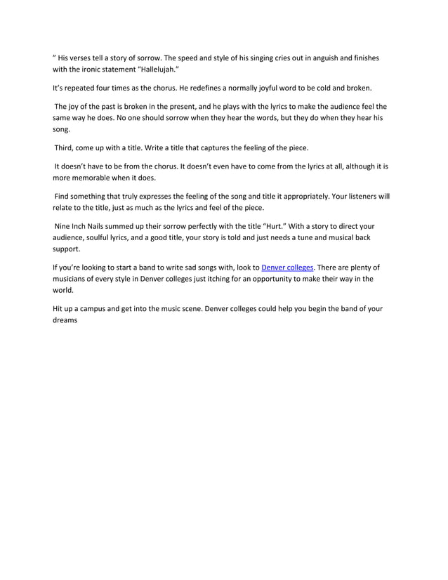 How to write a sad song | PDF