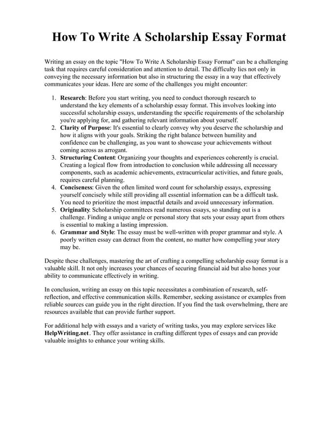 How To Write A Scholarship Essay Format.pdf