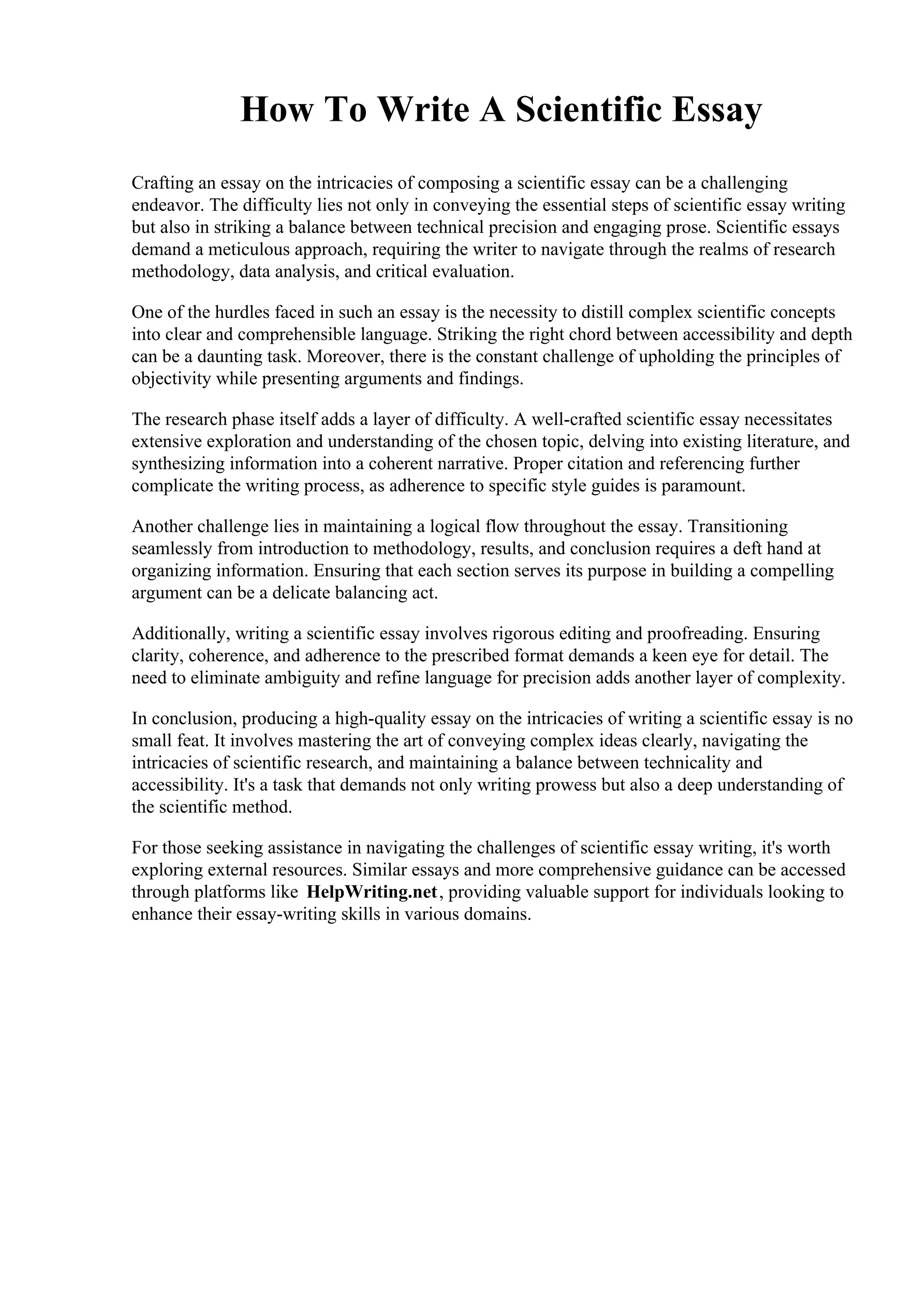 How To Write A Scientific Essay. Rush University | PDF