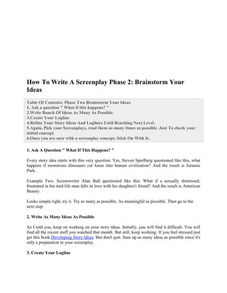 How To Write A Screenplay | PDF