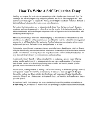How To Write A Self Evaluation Essay.pdf