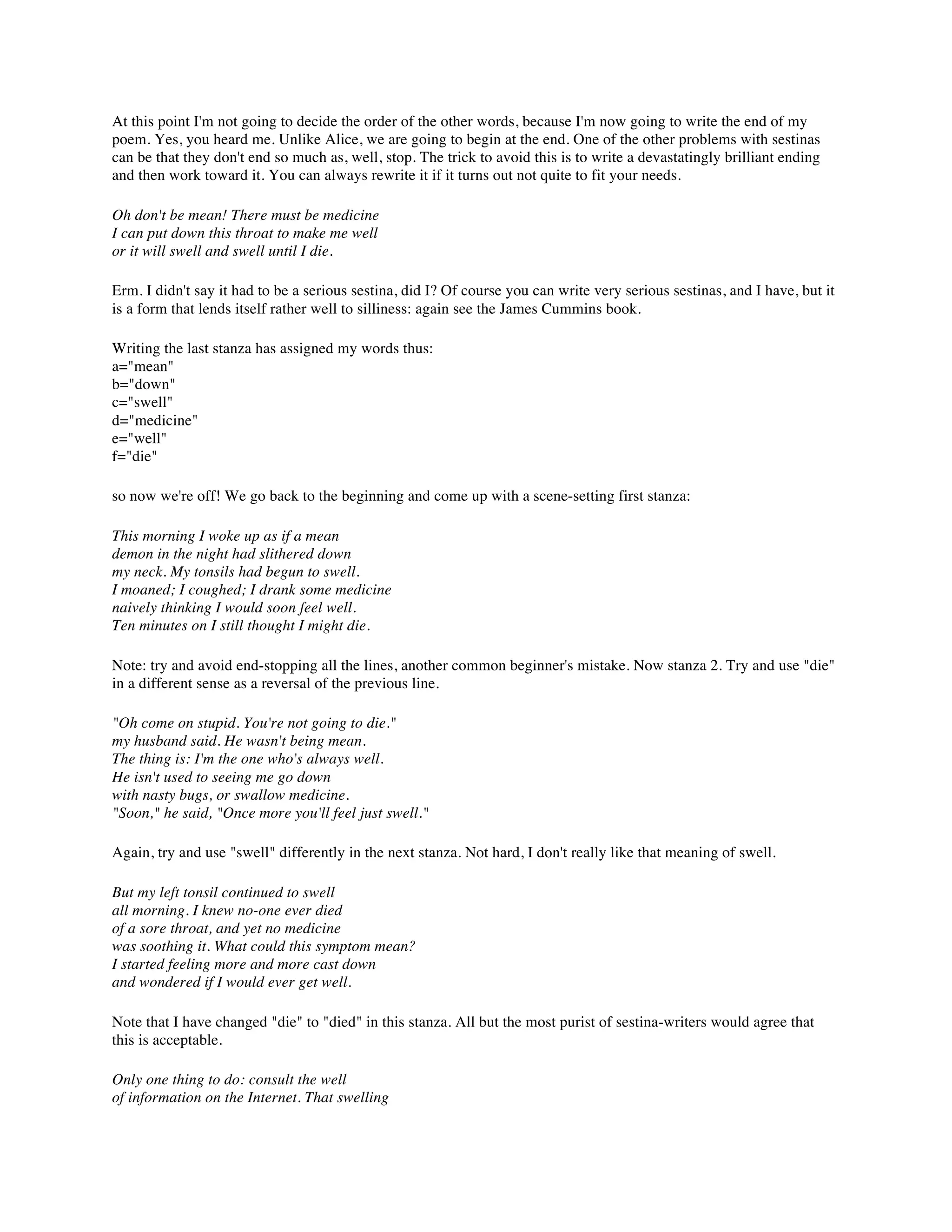 How to write a sestina | PDF | Ear, Nose and Throat Conditions ...