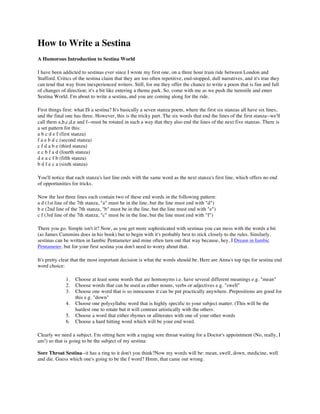 How to write a sestina | PDF | Ear, Nose and Throat Conditions ...