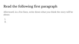How to write a short story: The first paragraph | PPTX