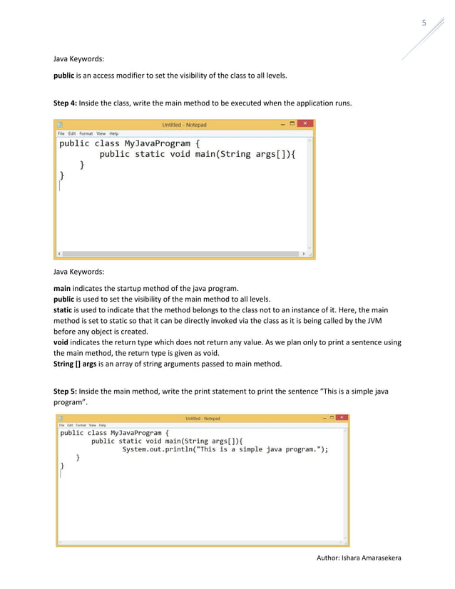 How to write a simple java program in 10 steps | PDF