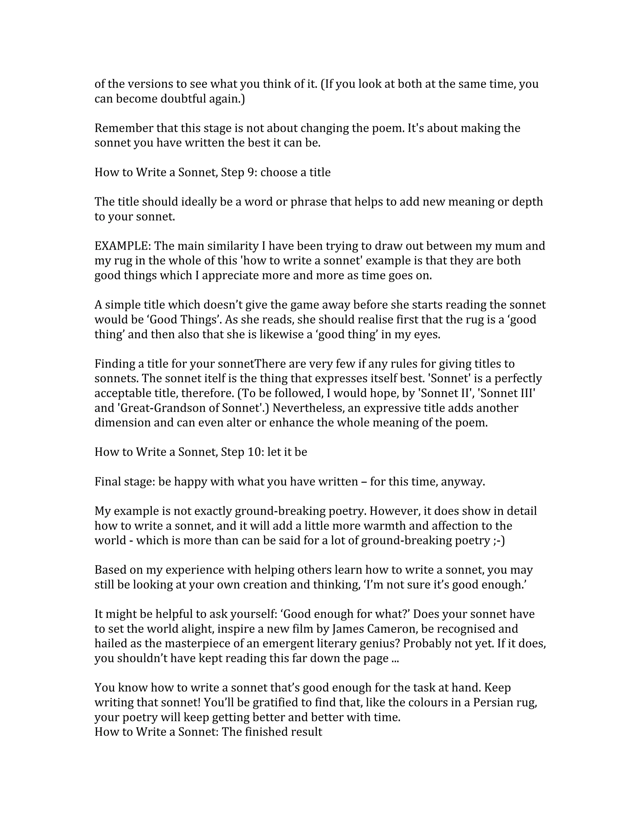 How to write a sonnet | PDF