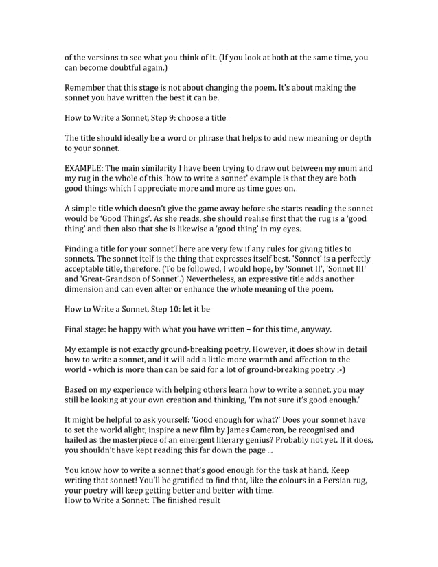 How to write a sonnet | PDF