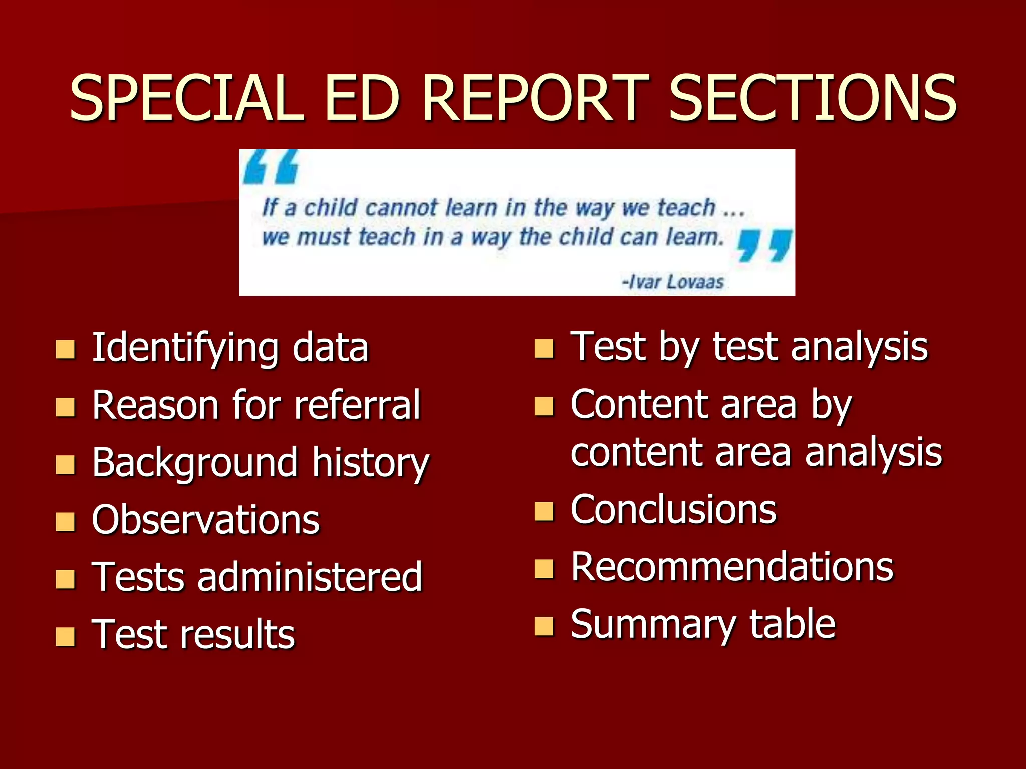 How to write a special education report | PPT