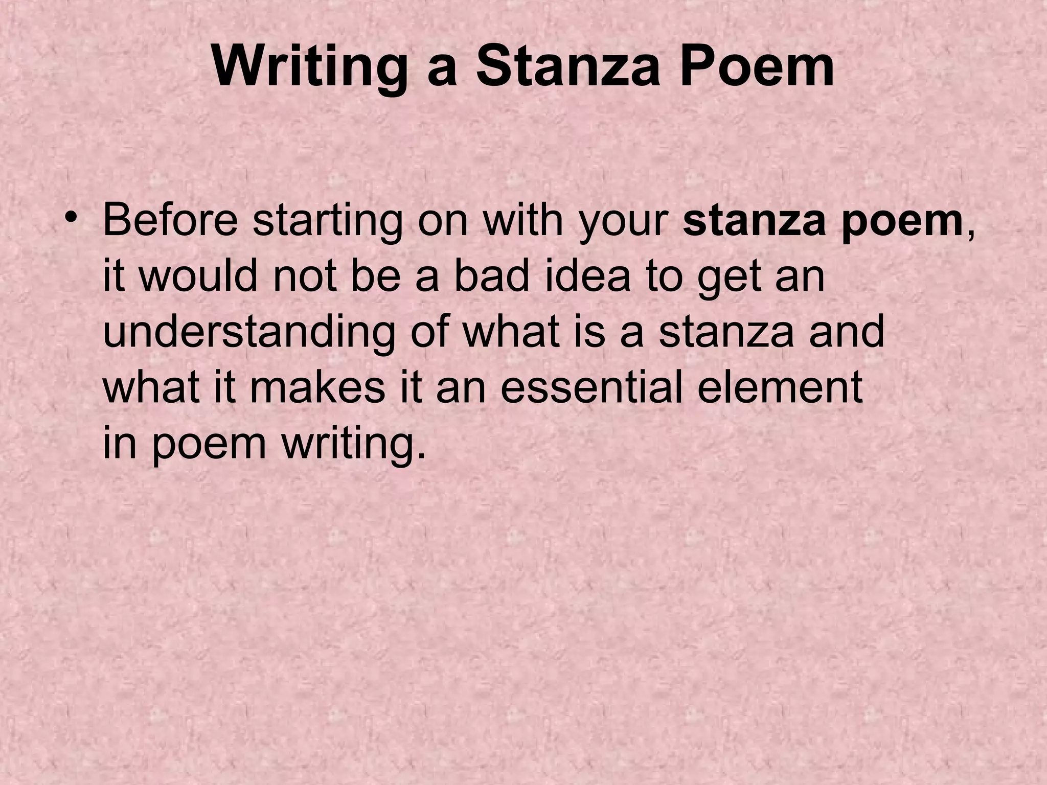 How to write a stanza poem | PPT | Poetry | Books and Literature