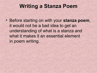 How to write a stanza poem | PPT | Poetry | Books and Literature