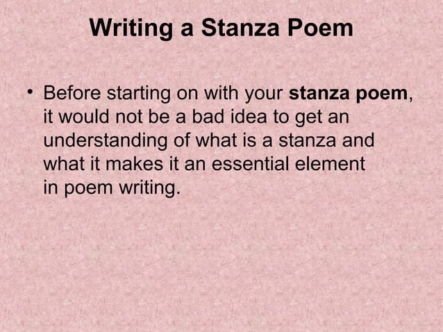 How to write a stanza poem | PPT | Poetry | Books and Literature