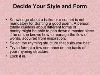 How to write a stanza poem | PPT | Poetry | Books and Literature