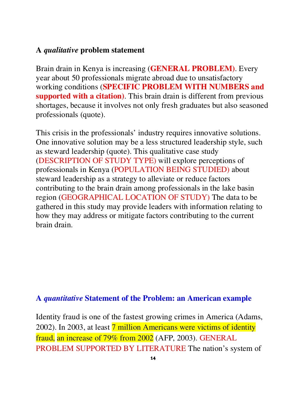 How to write a statement problem