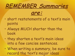 How To Write A Summary | PPT