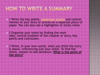 How to write a summary | PPTX