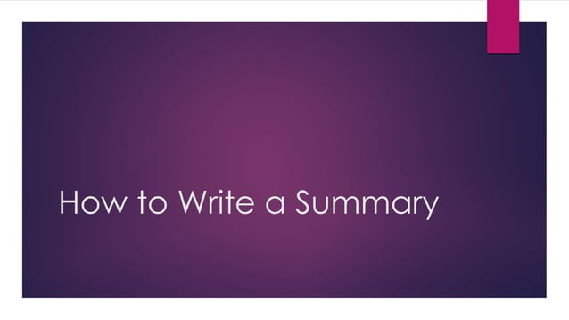 How to write a summary | PPTX