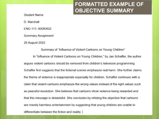 How to Write an Objective Summary- PowerPoint Presentation | PPTX ...