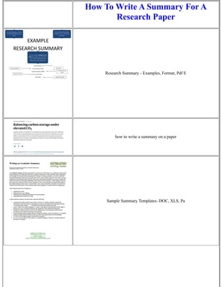 How To Write A Summary For A Research Paper | PDF
