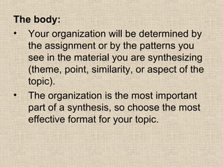 synthesis writing 112 | PPT