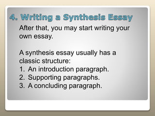 How to write a synthesis essay | PPTX | Books and Literature
