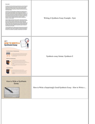 How To Write A Synthesis Paper | PDF