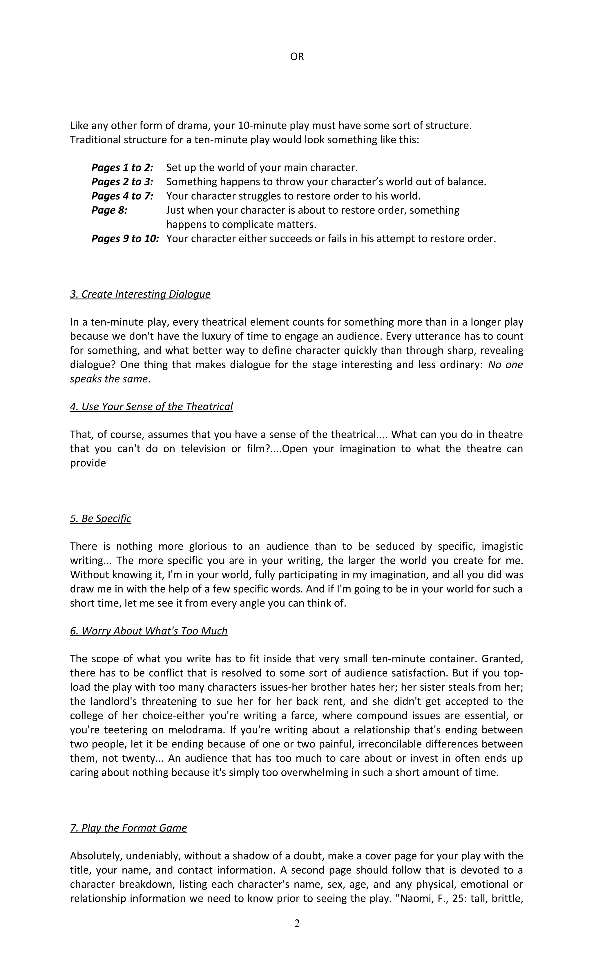 How to write a ten minute play | DOC