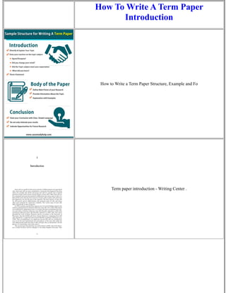 How To Write A Term Paper Introduction | PDF