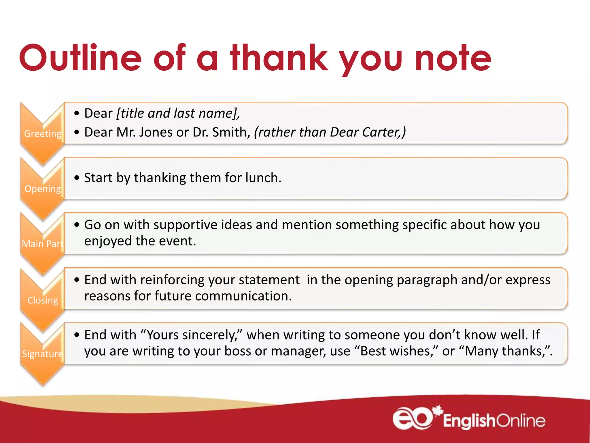 How to Write a Formal and Informal Thank You Card | PPTX