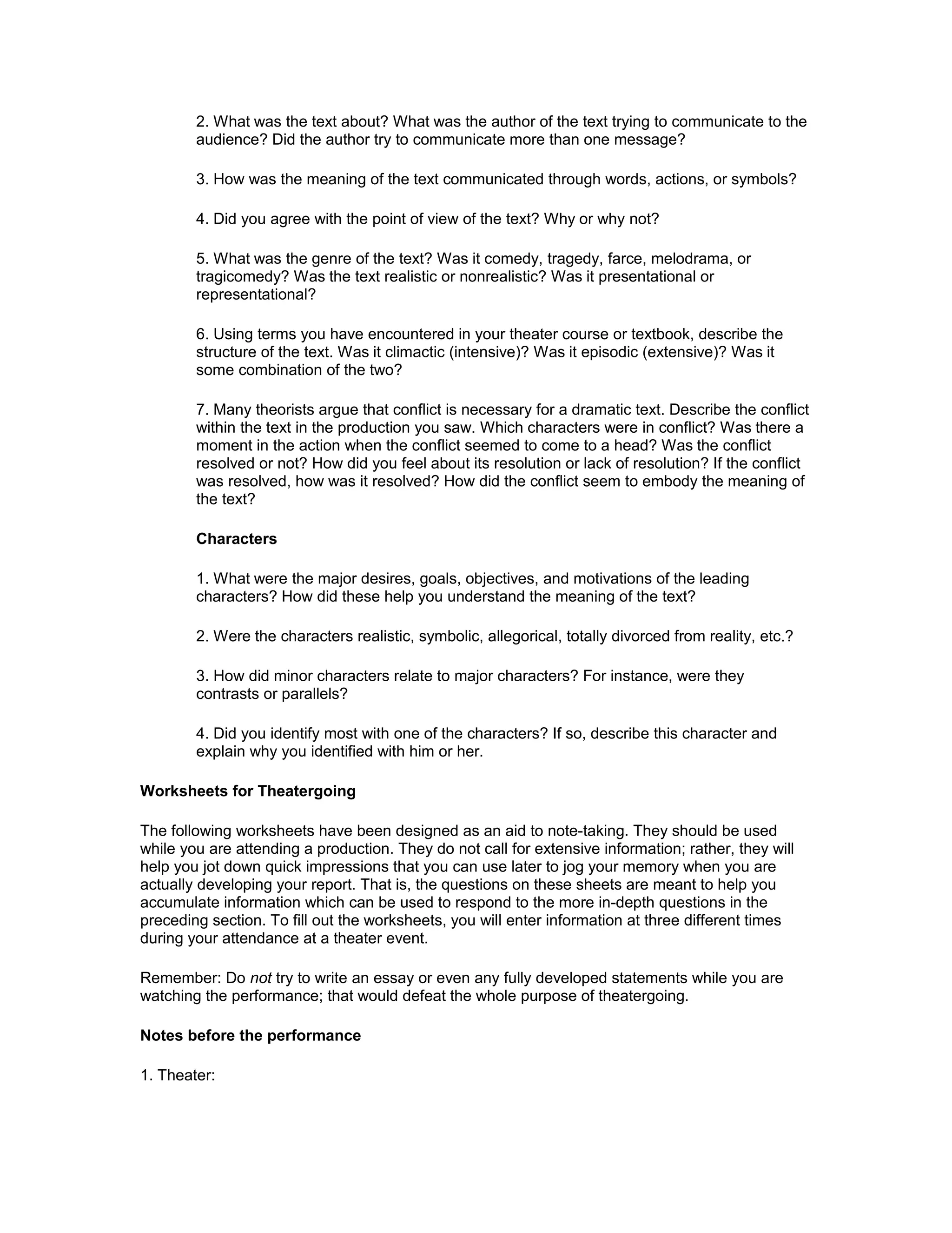 How to write a theater report | DOC