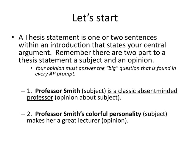 Writing a Thesis Statement | PPT