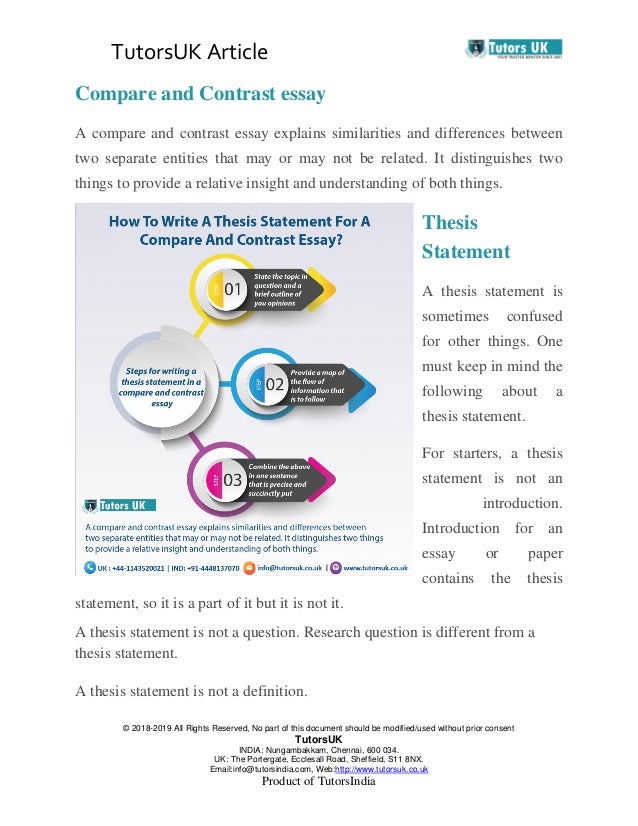 How to write a thesis statement for a compare and contrast essay