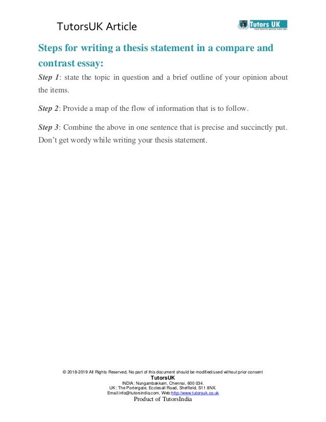 How to write a thesis statement for a compare and contrast essay