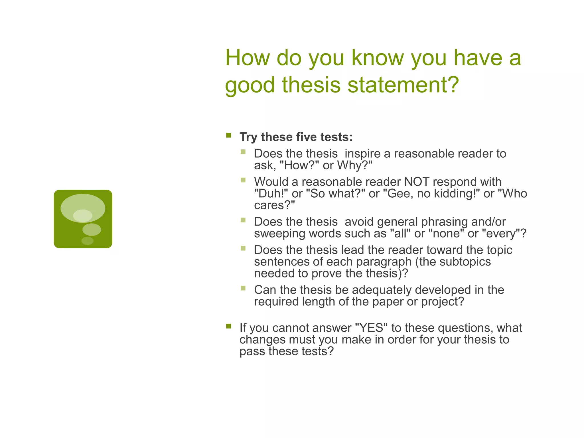 How to write a thesis statment | PPT