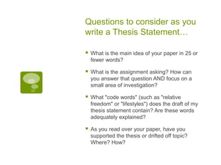 How to write a thesis statment | PPT