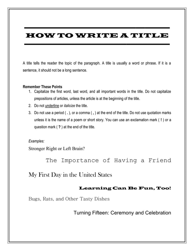 How to Write a Title | PDF