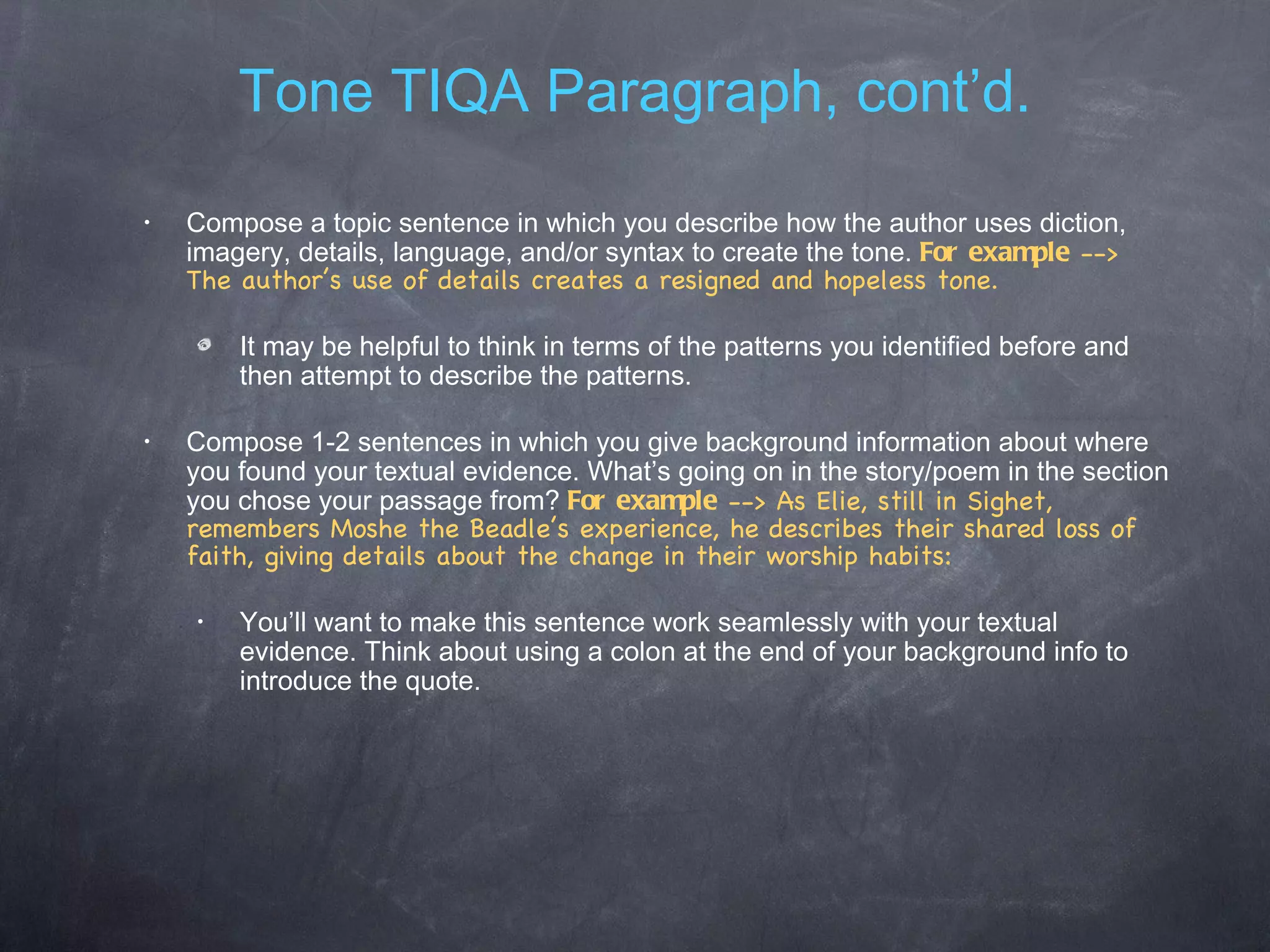 How to Write a Tone TIQA Paragraph | PPT