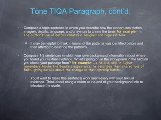 How to Write a Tone TIQA Paragraph | PPT