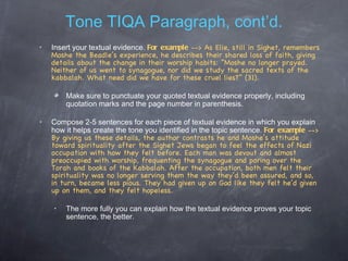 How to Write a Tone TIQA Paragraph | PPT