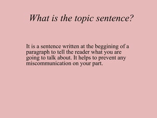 How to write a topic sentence | PPT
