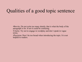 How to write a topic sentence | PPTX