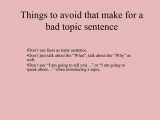 How to write a topic sentence | PPTX