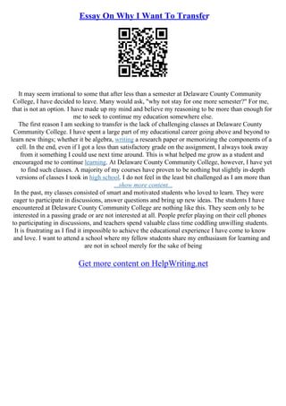 How To Write A Transfer Essay | PDF