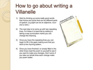 How to write a villanelle | PPTX