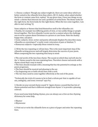 How to write a villanelle | PDF