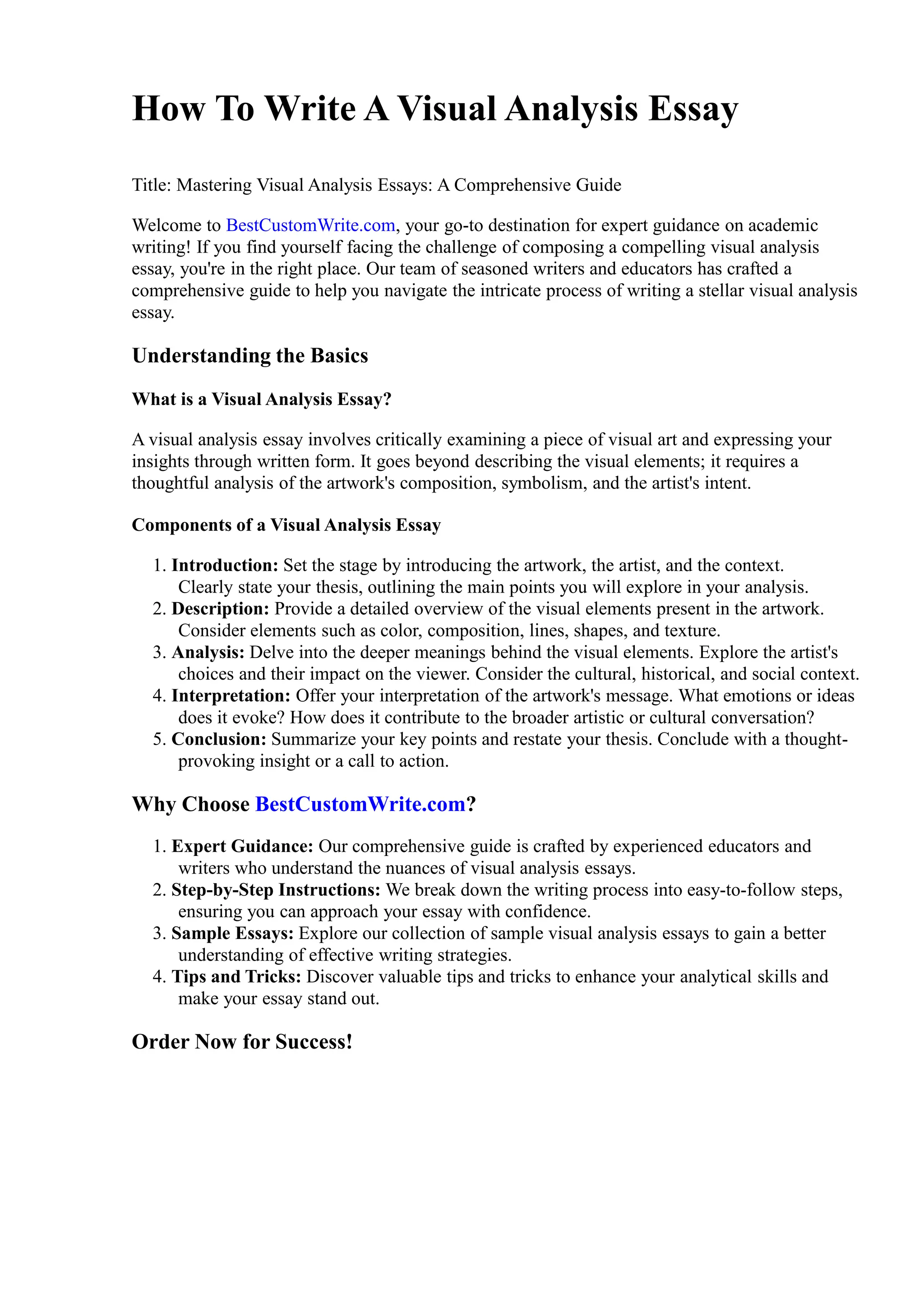 How To Write A Visual Analysis Essay Pdf