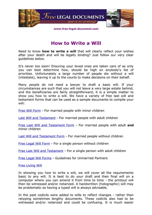 How To Write A Will | PDF