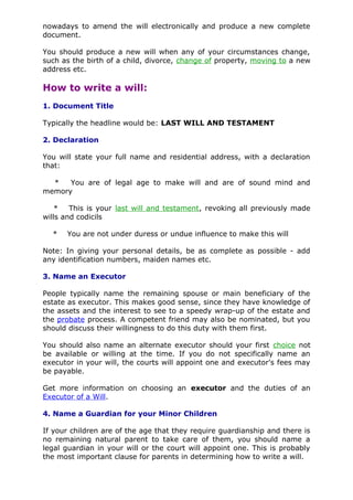 How To Write A Will | PDF