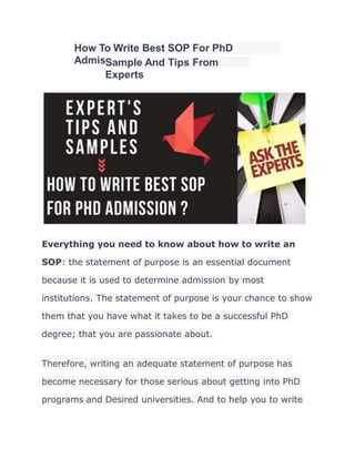 How To Write Best SOP For PhD Admission_ Sample And Tips From Experts ...