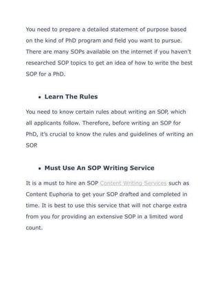 How To Write Best SOP For PhD Admission_ Sample And Tips From Experts ...